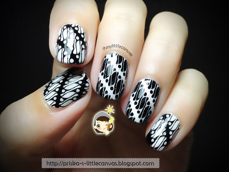 @MyLittleCanvas: Batik Nails in Black and White
