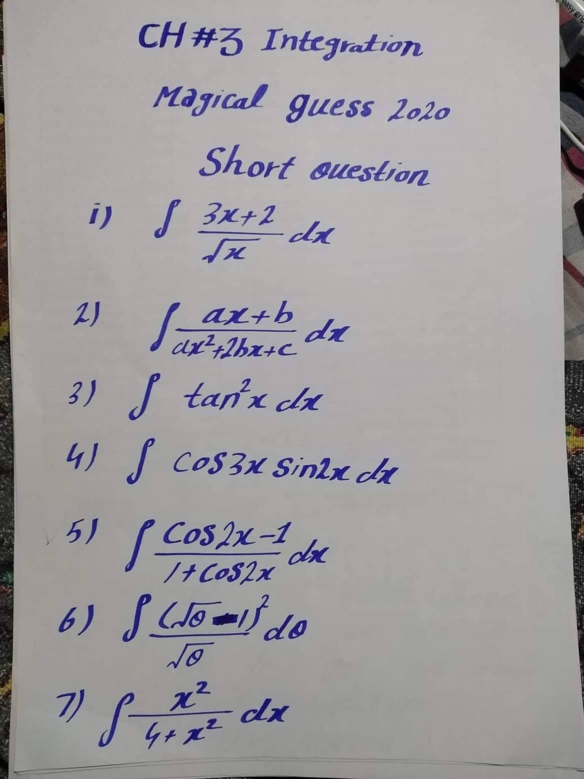 2nd Year Maths Important Short Questions from Chapter 3 - Ratta.pk