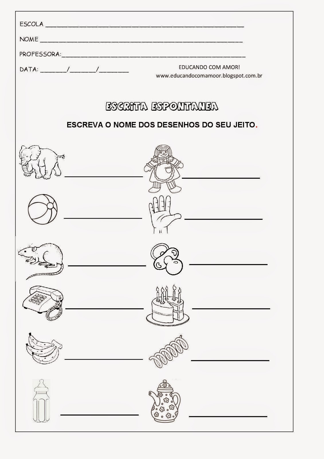 Atividades De Escrita Espontanea 1 Ano - FDPLEARN