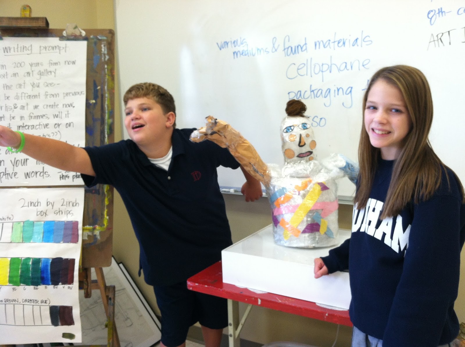 Dunham Middle School Art: Cellophane Human Form Sculptures
