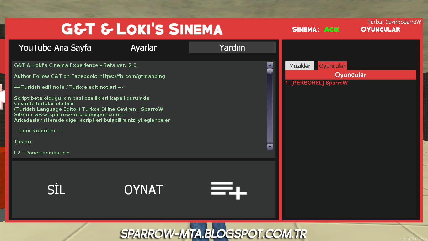 MTA SA Yeni Sinema Script (TÜRKÇE)
