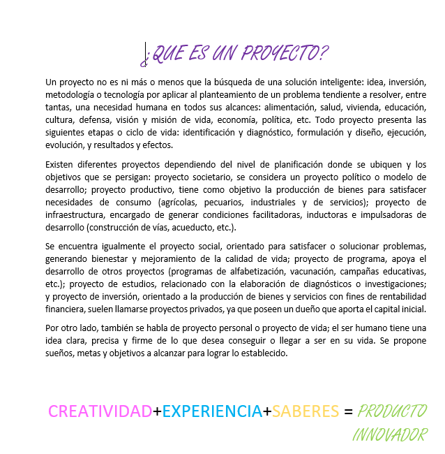 INNOVACION Y DESARROLLO: ¿que es un proyecto?