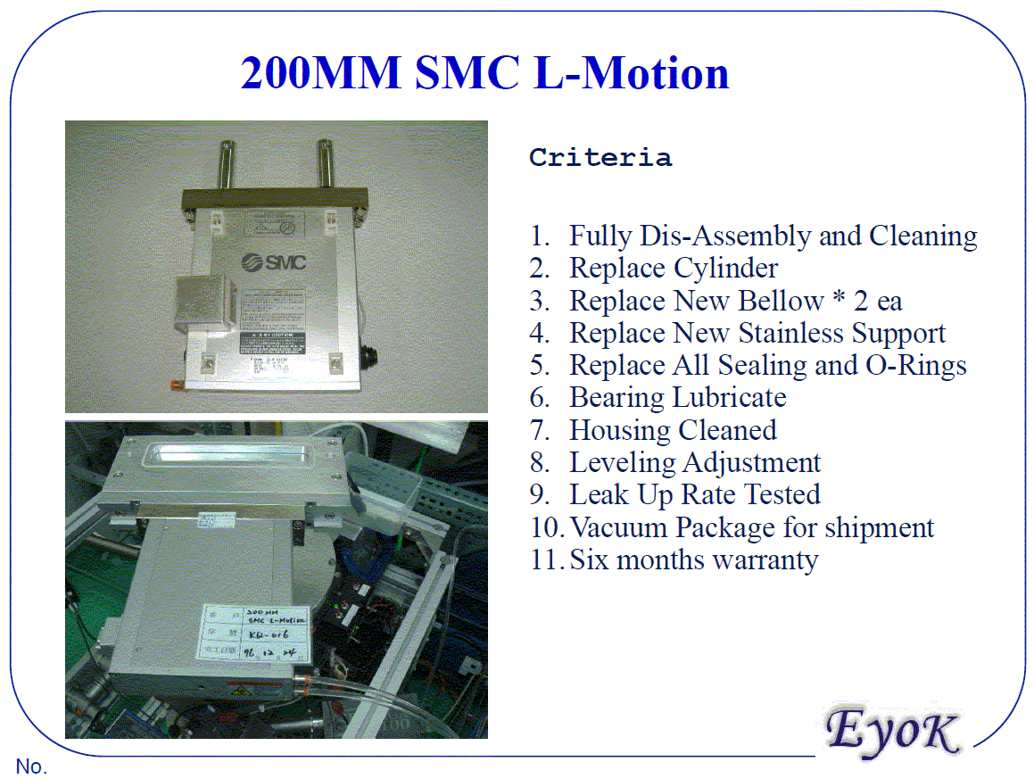 Eyok Technology Inc 易佑科技有限公司: 60-254066-00 / 60-133798-00 200MM SMC L ...