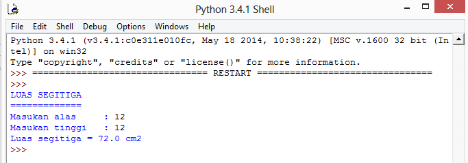 Membuat Program Sederhana Menggunakan Python - Luas Segitiga