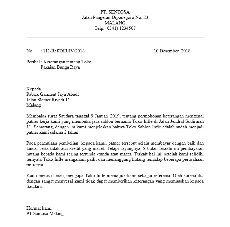 Contoh Surat Korespondensi Bisnis - Perumperindo.co.id