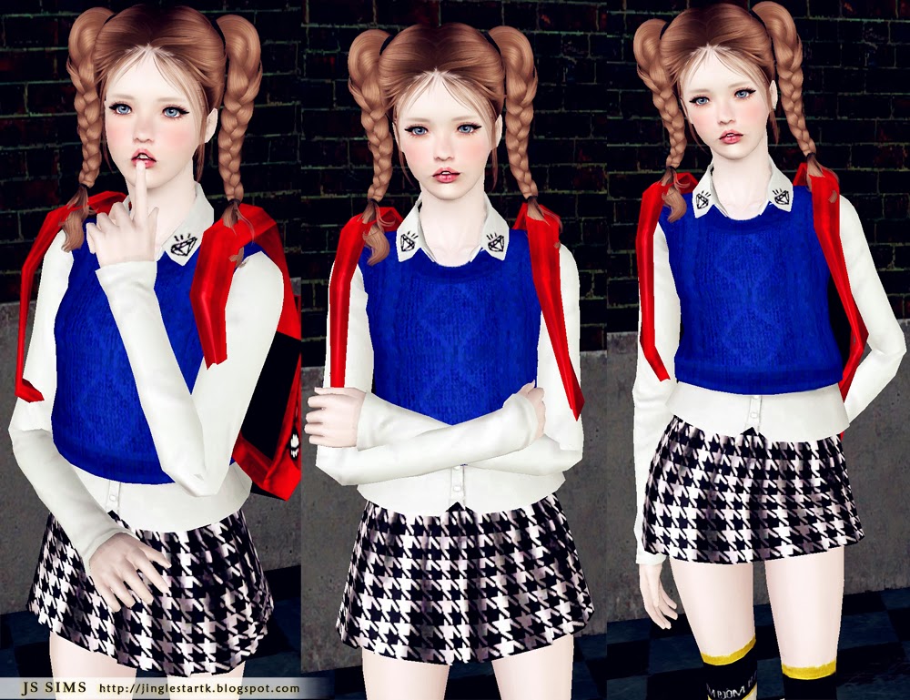 [JS SIMS 3] Point Blouse With Knit Vest－JS SIMS｜痞客邦