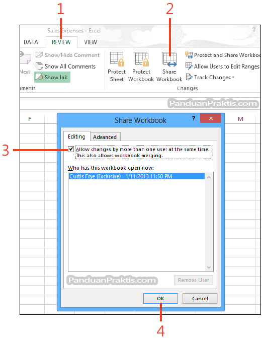 Cara Berbagi Sharing Workbook Di Excel 2013