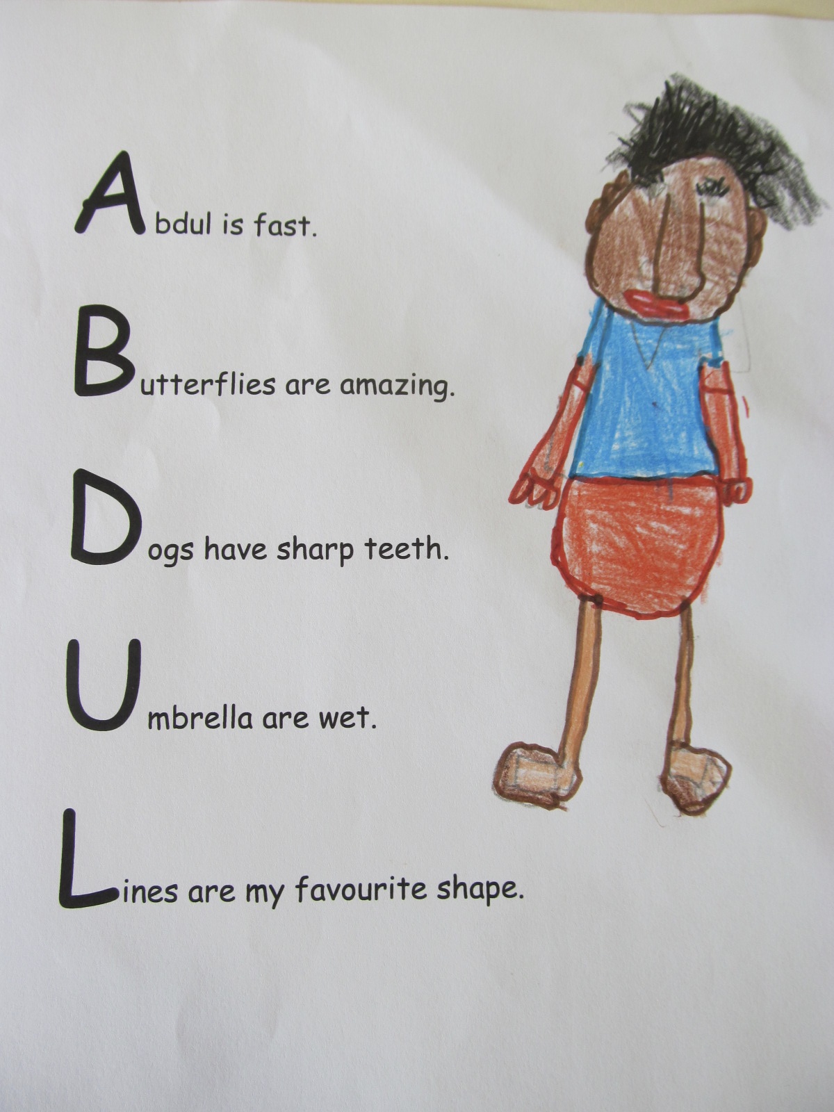 Abdul @ Elm Park School: Acrostic poem