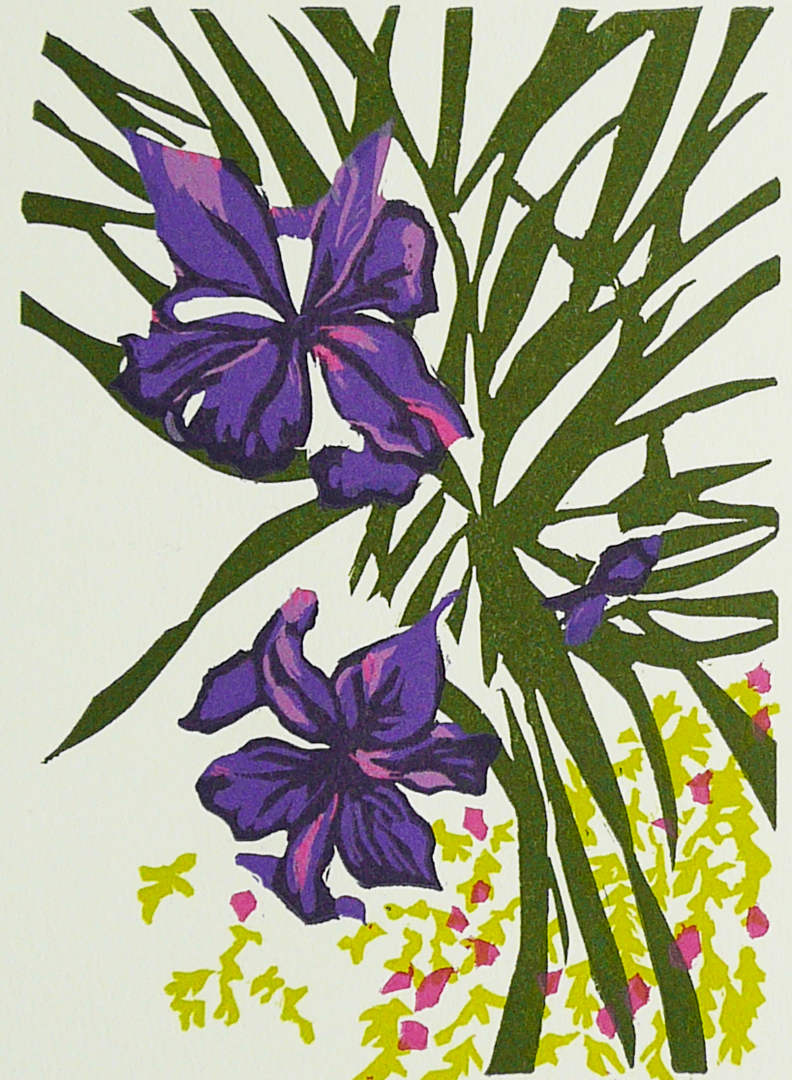 New Linocut Print: Irises