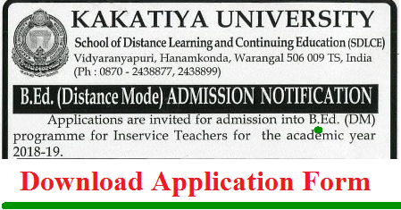 KU Distance B.Ed Admission Notification 2019 for Inservice Teachers ...