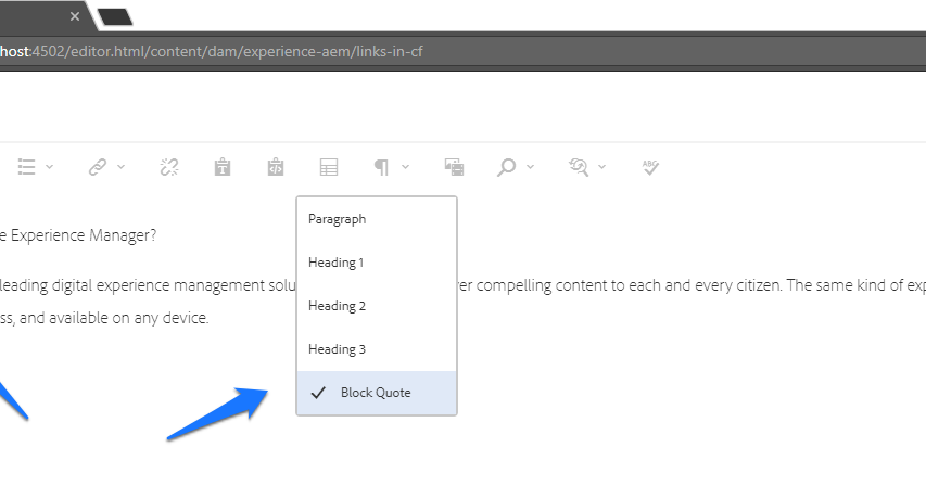 Experiencing Adobe Experience Manager (AEM, CQ): AEM 64 - Add BlockQuote Plugin to Content ...