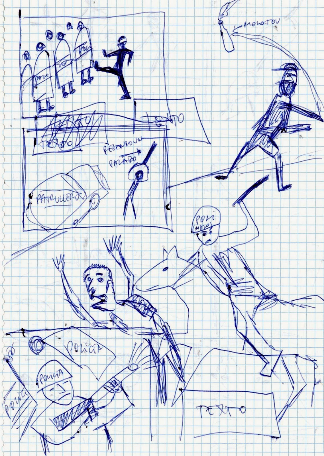 GARGOLAS (comic): Bosquejos realizados durante la guionización del cómic