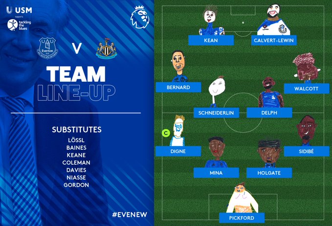 Why Everton use children's drawings in team sheet vs Newcastle | inside ...