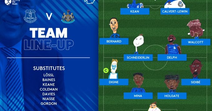 Why Everton use children's drawings in team sheet vs Newcastle | inside ...