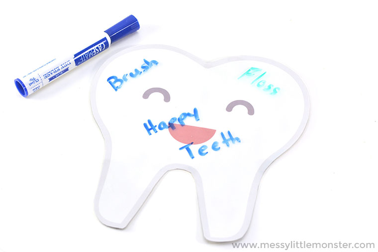 Dental tooth brushing activity for preschoolers - Messy Little Monster