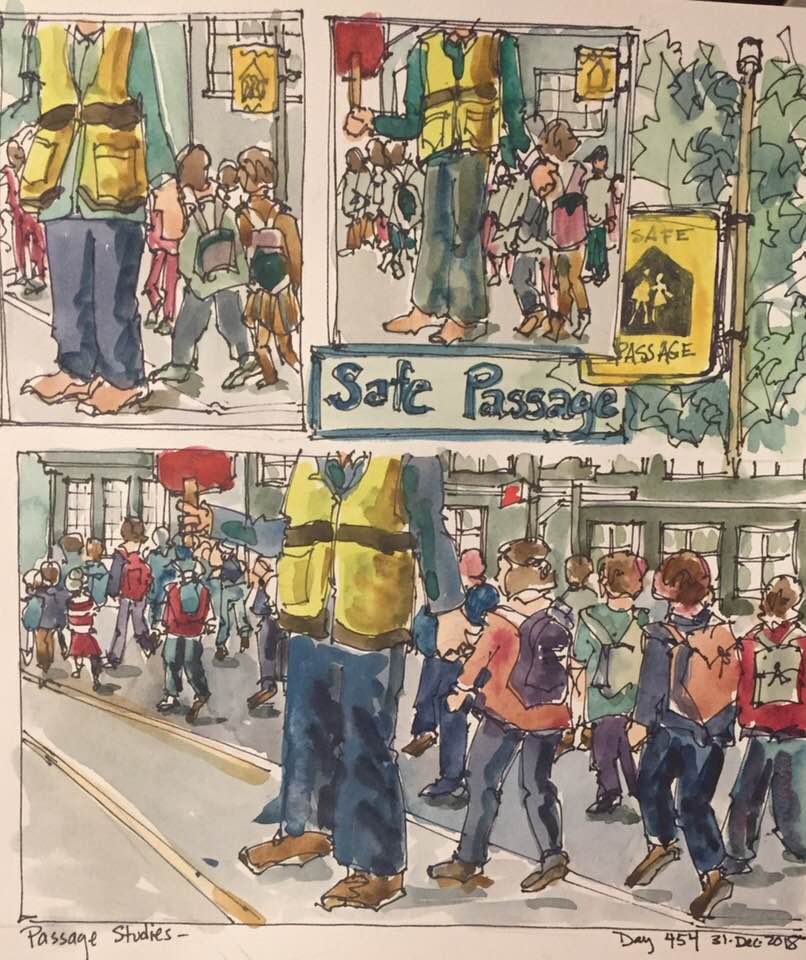 Jody Regan Paints: Day 455 "Safe Passage" gouache on paper 12 x 12