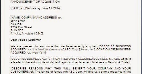 New Business Acquisition Announcement Format