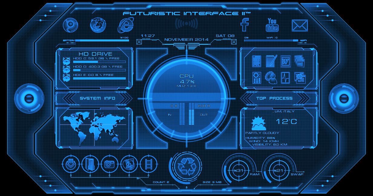 Futuristic Interface II | Rainmeter Skins