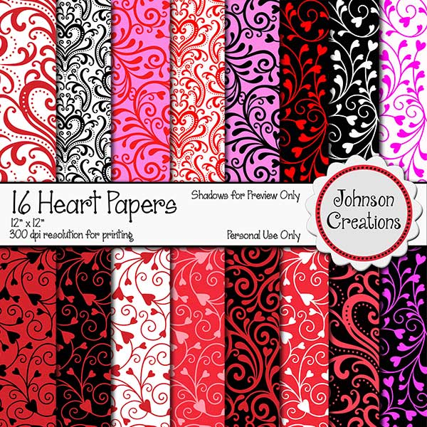 Johnson Creations: 16 Beautiful Heart Papers!