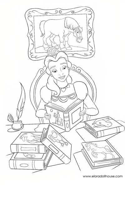 Belle Reading Coloring Page