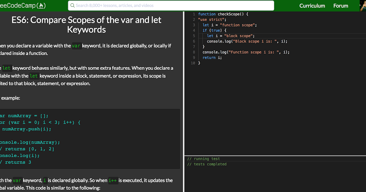 Just A Few Things Es6 Compare Scopes Of The Var And Let Keywords 