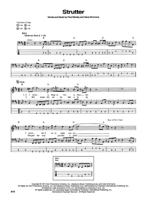 Kiss - Strutter | Partituras para Bajo