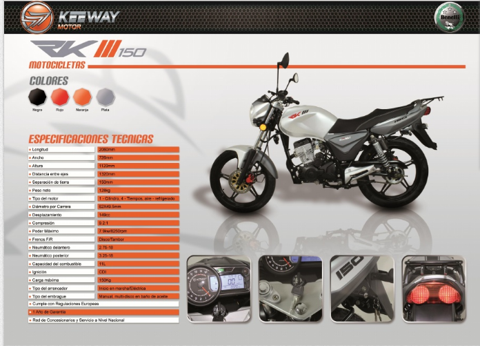 Ficha Técnica RKIII 150 ~ Keeway RKV