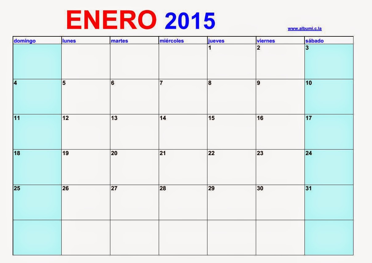 Calendario 2015 para imprimir - Enero 2015 | calendars - kalendar ...