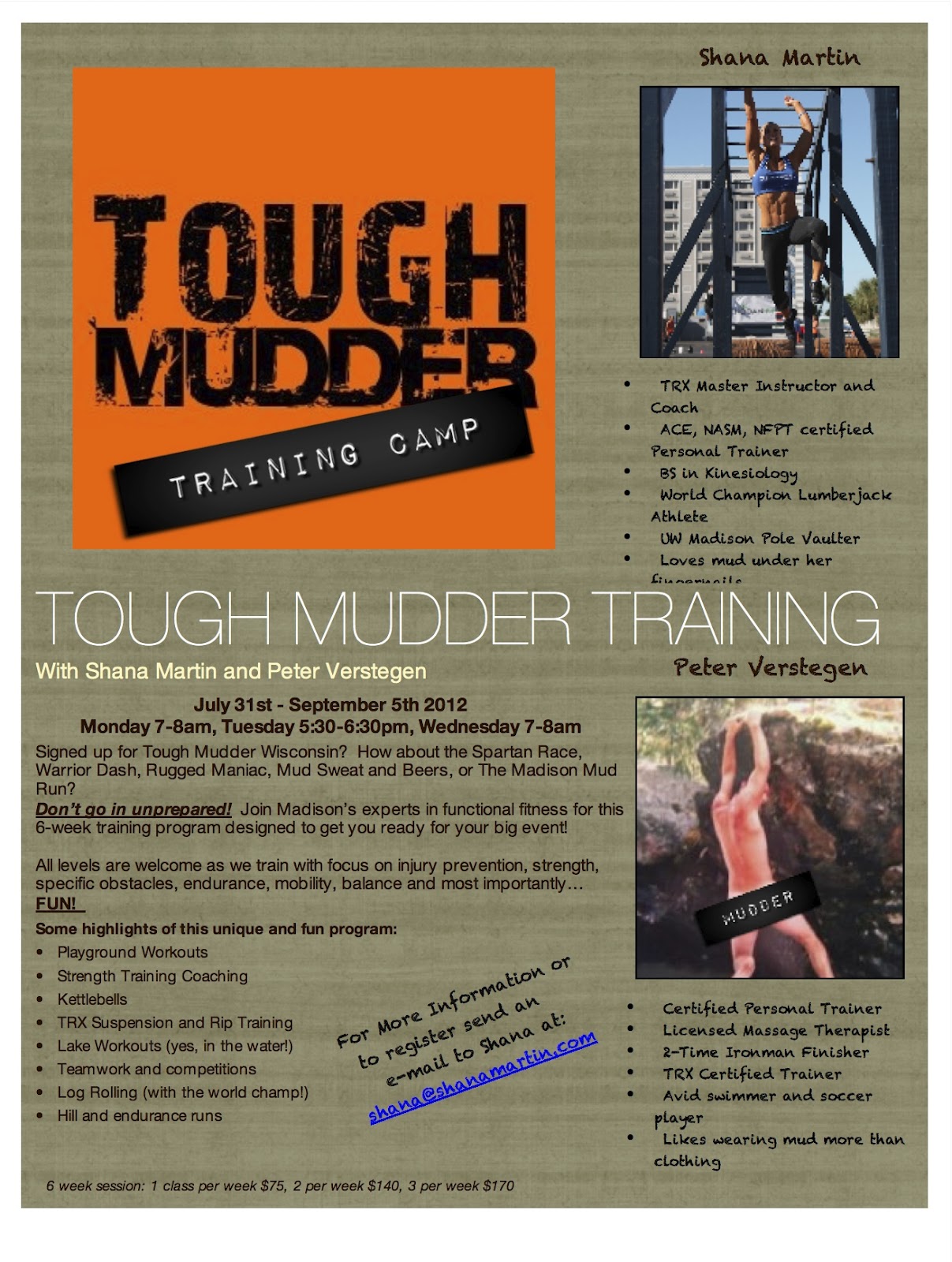 ShanaVerstegen.com Blog!: Tough Mudder Training Camp with Shana and Peter