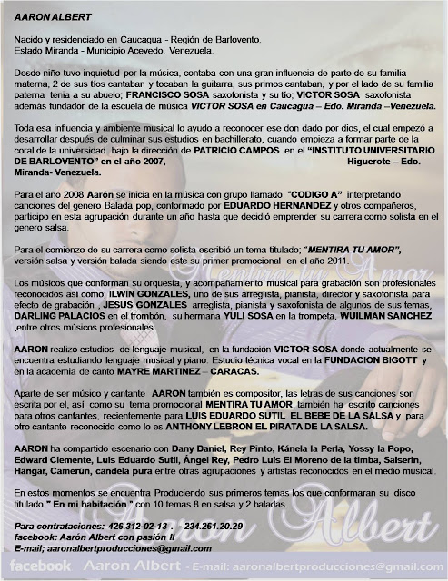 William el Salsero: AARON ALBERT.... SE QUE ME AMAS