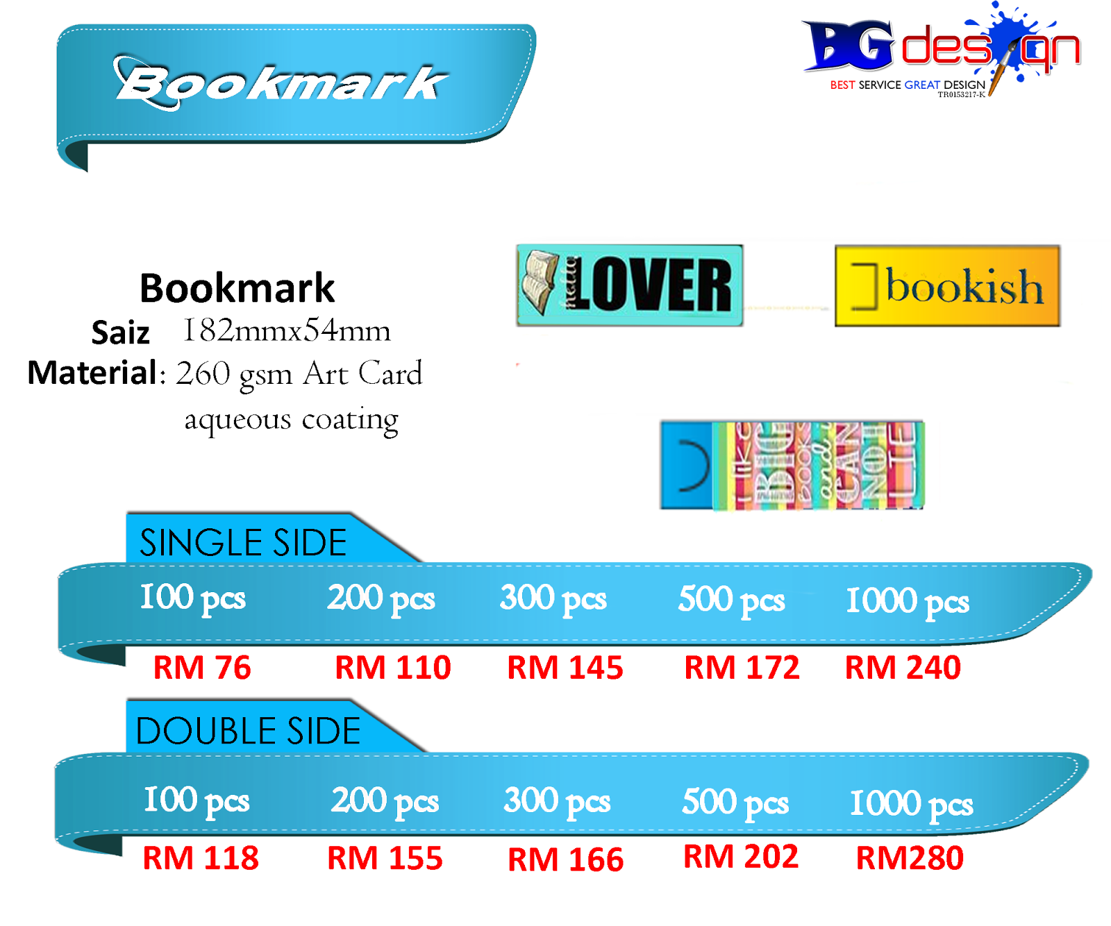 Tempahan Bookmark kini dibuka! - BG DESIGN