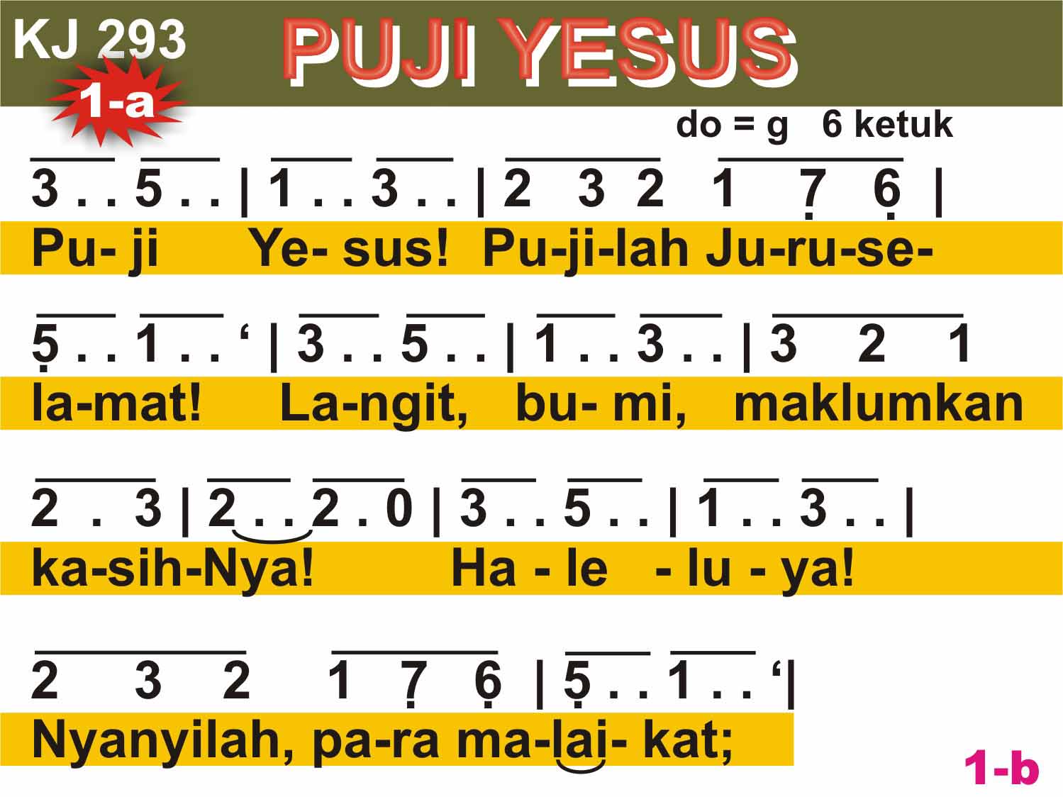Lirik dan Not Kidung Jemaat 293 Puji Yesus
