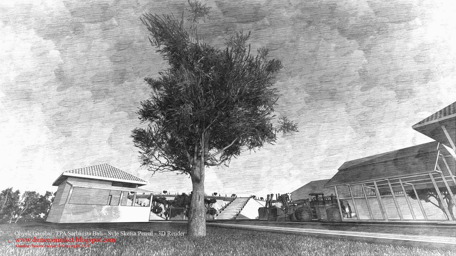 3D Render: Style Sketsa Pensil