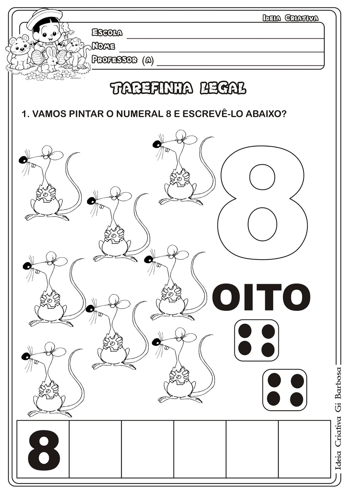 Atividade Numeral 8 Temática Animais