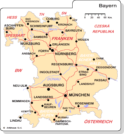Bayern Map Federal States of Germany | Map of Germany
