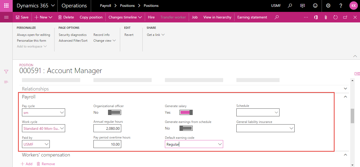 Dynamic 365 Finance and Operations: Create Position in Dynamics365 (AX7)