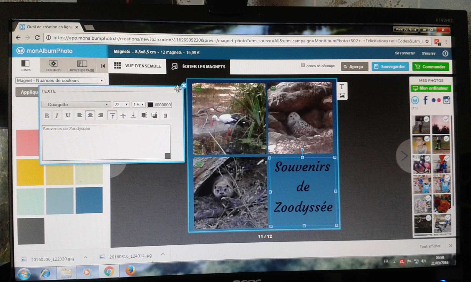 Mes passe-temps.: MonAlbumPhoto.fr : Le lot de 12 magnets