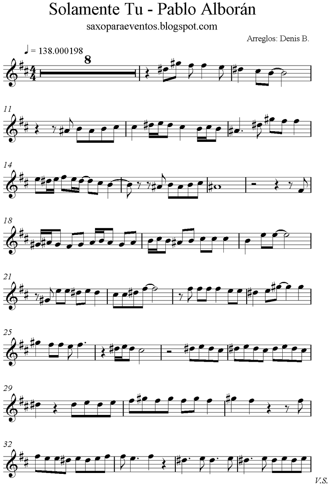 Partitura de Solamente Tu de Pablo Alborán - Partituras y pistas para ...