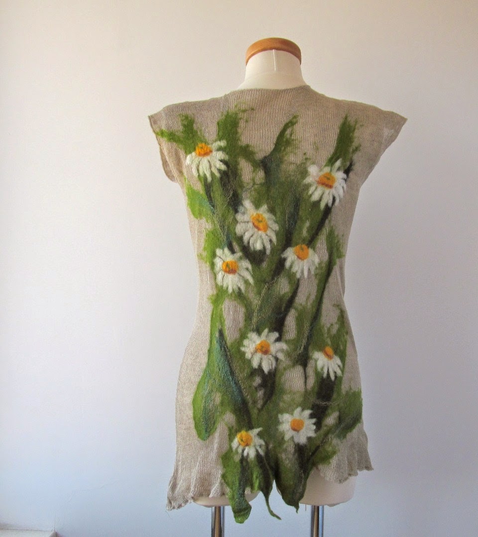 Felt painted. Filcem malowane : In my workshop - Linen top with felted ...