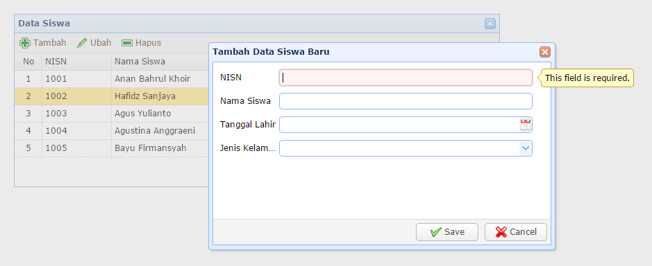 Membuat CRUD dengan DataGrid jQuery EasyUI PHP dan MySQL | Anan Bahrul Khoir