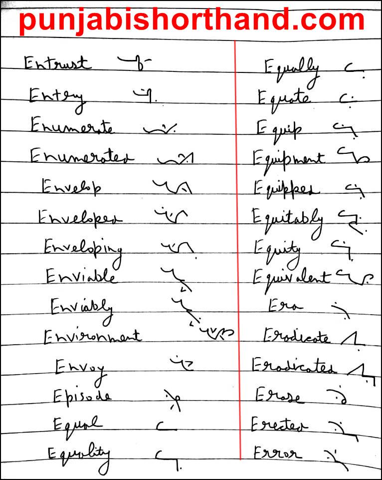 English Shorthand [E] Alphabet Outlines