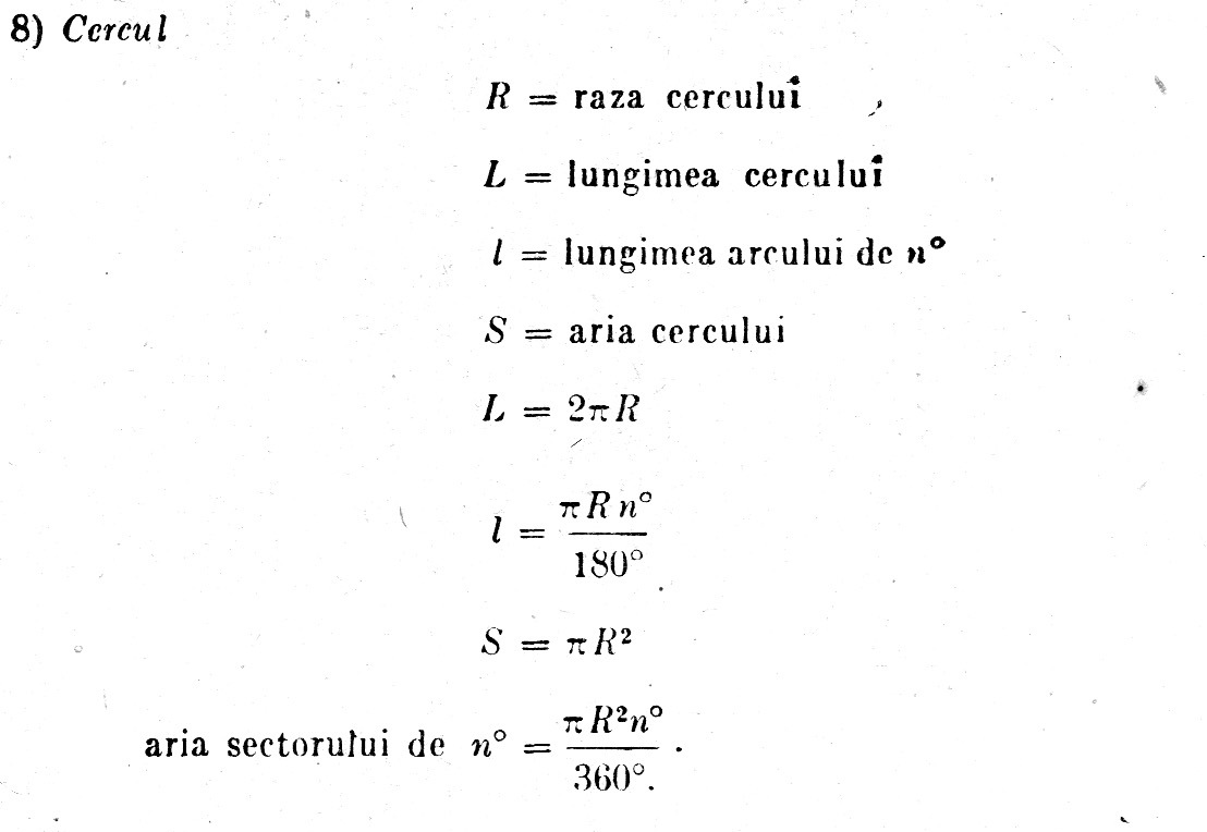 tabele matematice uzuale online: Relaţii în cerc
