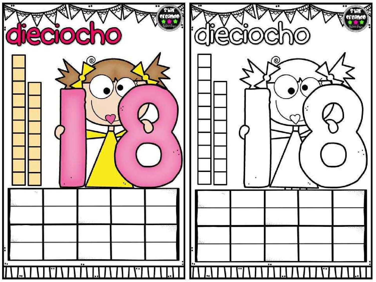 Fichas de Primaria: Cuenta y colorea números del 1 al 20