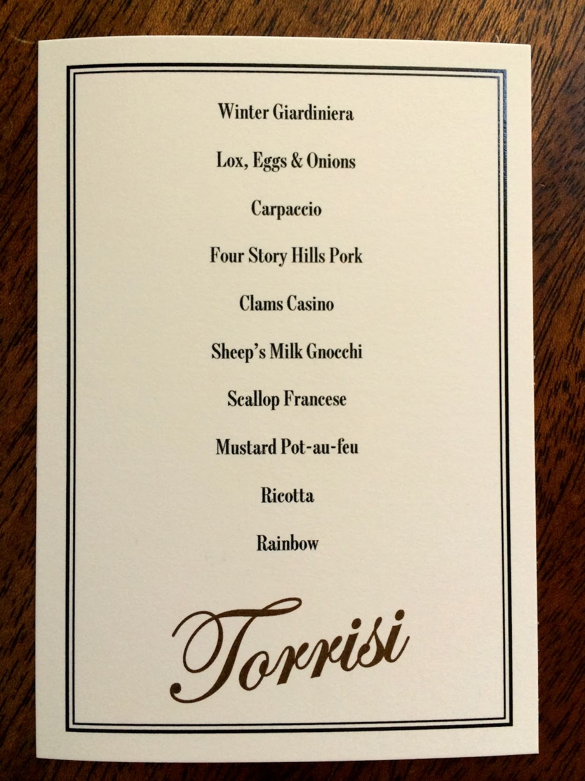 What James Had For Dinner: Torrisi Italian Specialties, New York