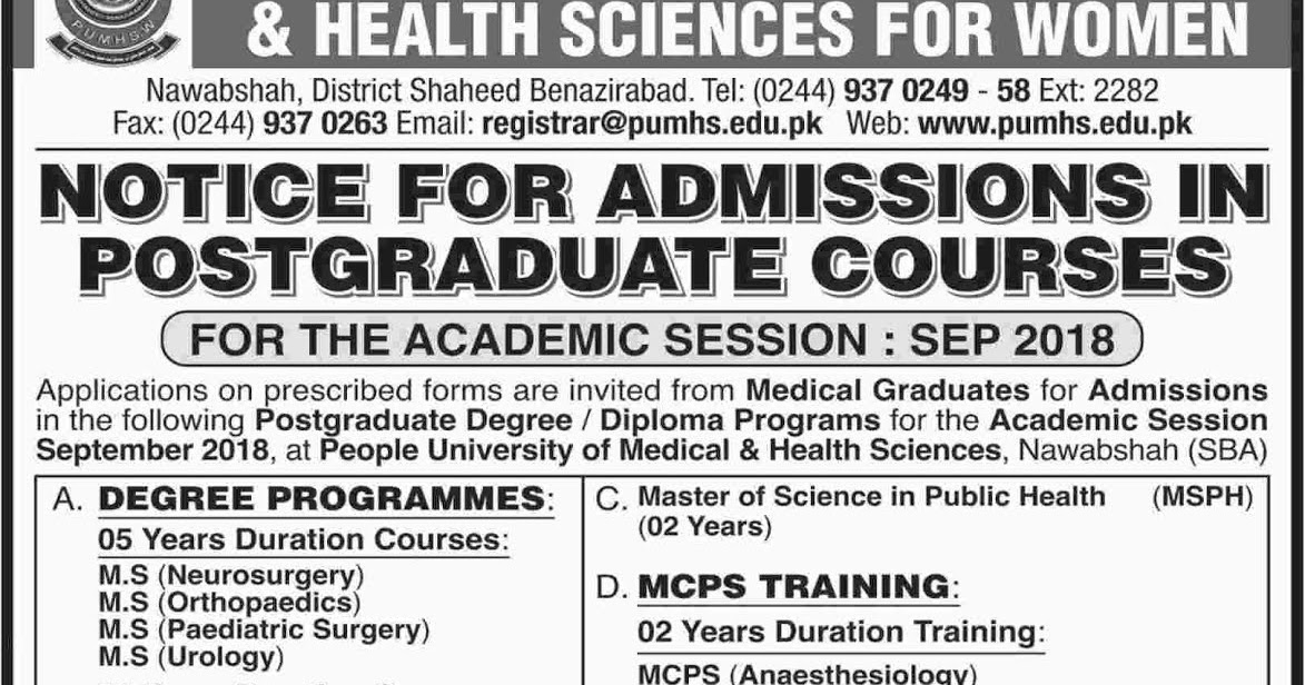 Peoples University of Medical and Health Sciences for Women Nawabshah ...