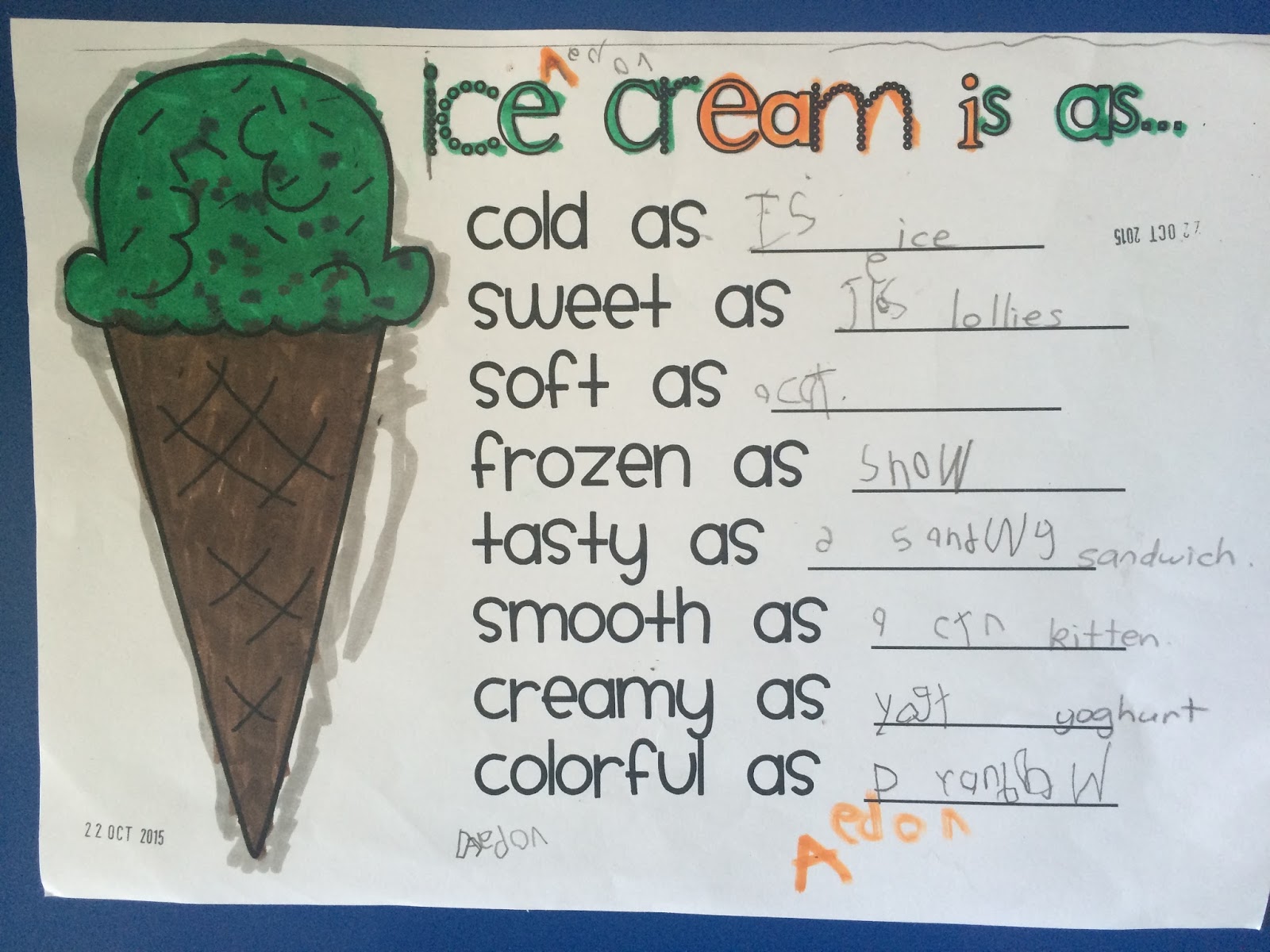 Room 2 Tuis 2015: Ice-Cream Similes