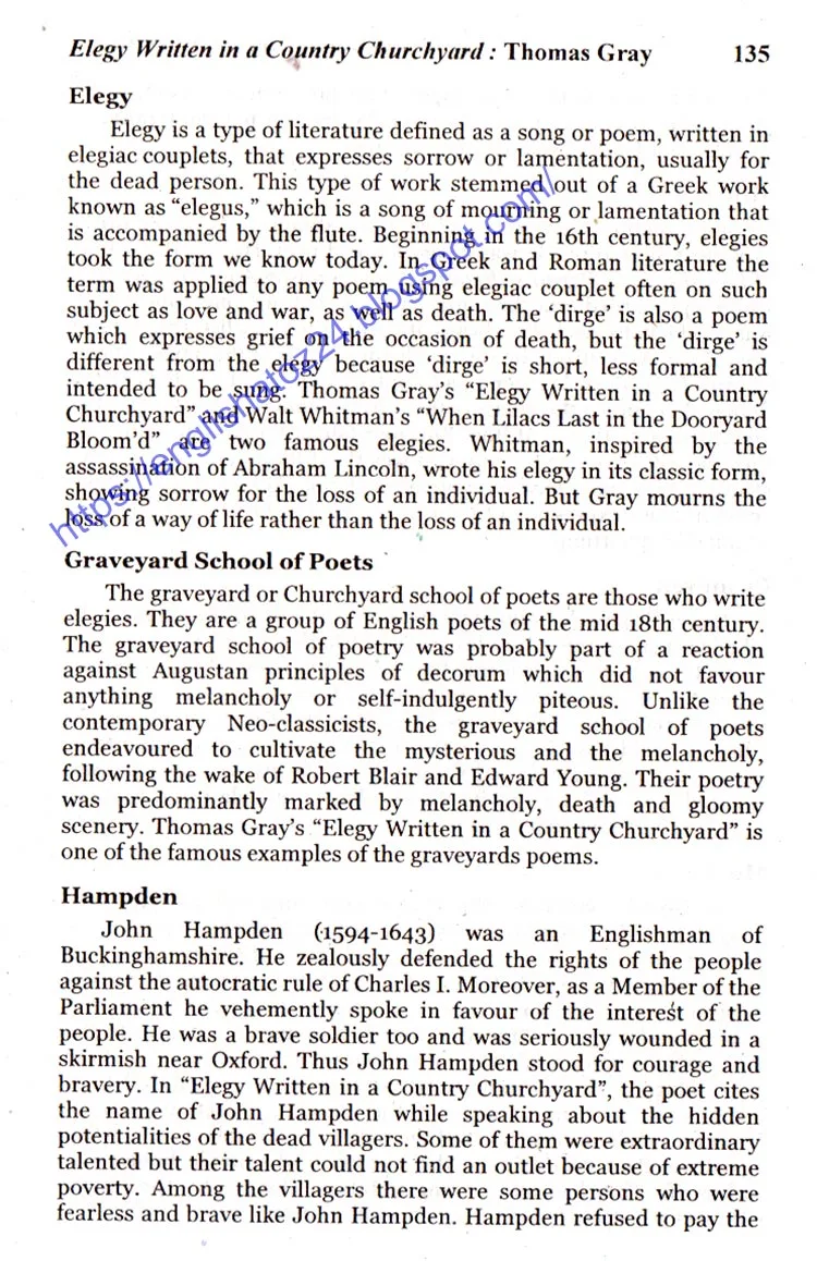 Short Notes (Elegy written in a country churchyard – Thomas Gray ...