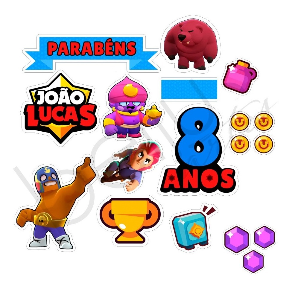 Topo de bolo brawl stars para editar e imprimir grátis - Festa Free