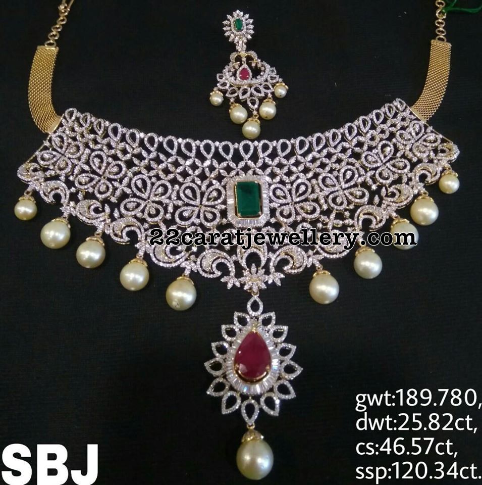 Heavy Diamond Sets by SBJ Abids - Jewellery Designs