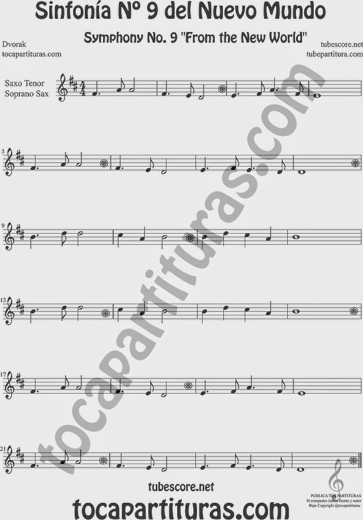 diegosax: Sinfonía del Nuevo Mundo Nº 9 de Dvorak Partitura de Flauta ...